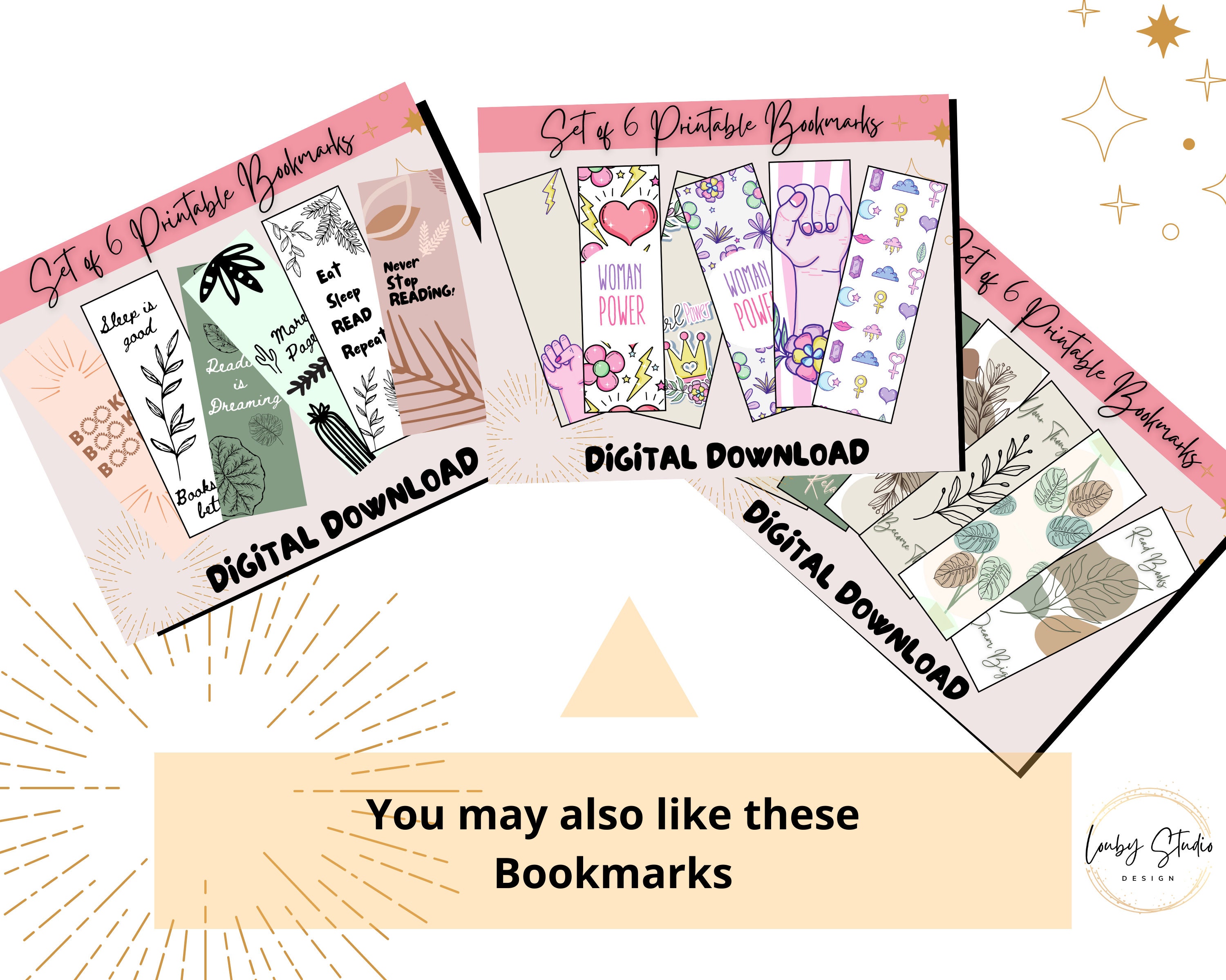 Botanical Printable Bookmarks, Boho Book Mark, Book Lover Gift, Cute ...