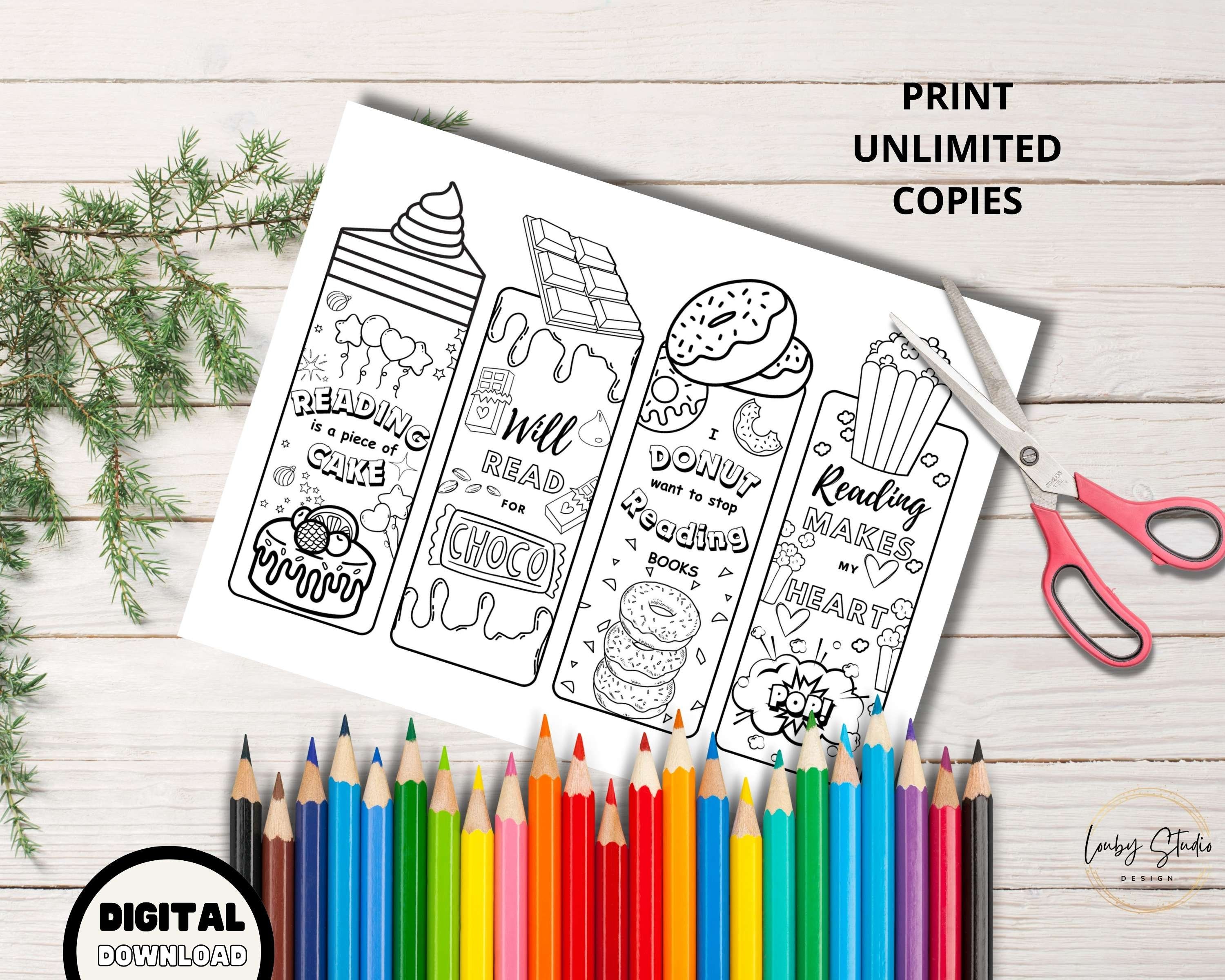 Printable Coloring Bookmarks, Sweet Dessert Coloring Book Marks, Kids ...