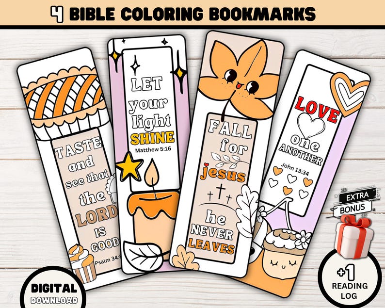 Bible Verse Coloring Bookmarks, Fall Sunday School Craft, Scripture ...