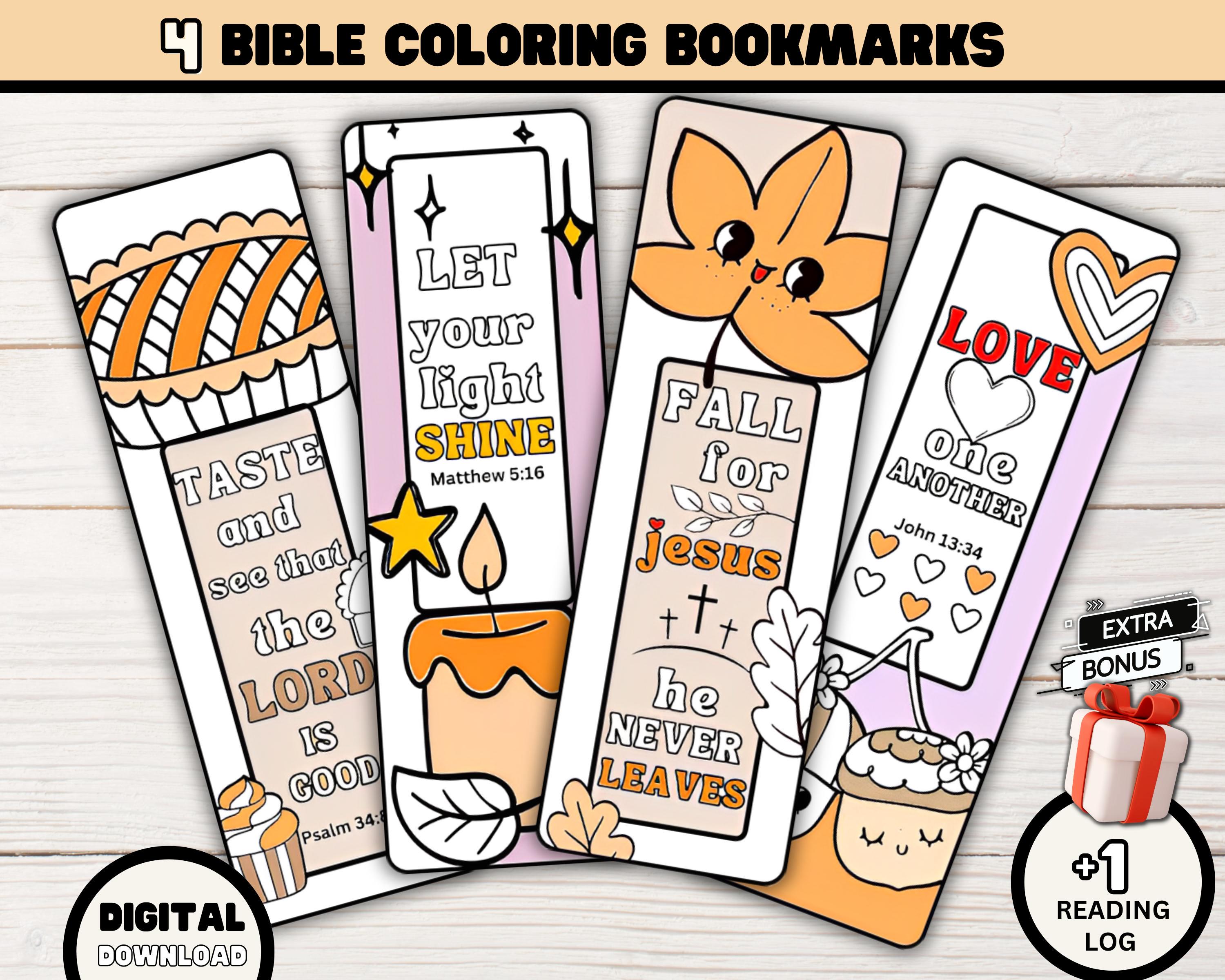 Bible Verse Coloring Bookmarks, Fall Sunday School Craft, Scripture ...