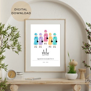 Queen Elizabeth Art Print, RIP Queen Elizabeth Poster, Rainbow Queen ...