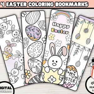 Printable Easter Eggs Coloring Bookmarks, Easter Bunny Coloring Page ...