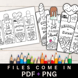 Printable Coloring Bookmarks, Ice Cream Coloring Book Marks, Kids ...
