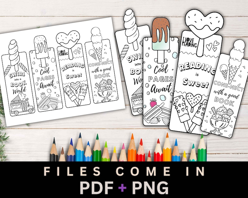 Printable Coloring Bookmarks, Ice Cream Coloring Book Marks, Kids ...