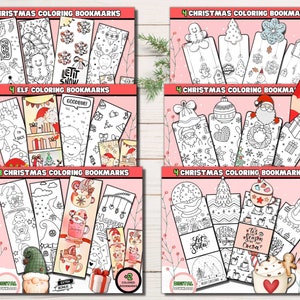 Printable Coloring Bookmarks BUNDLE, Cute Christmas Coloring Bookmarks ...