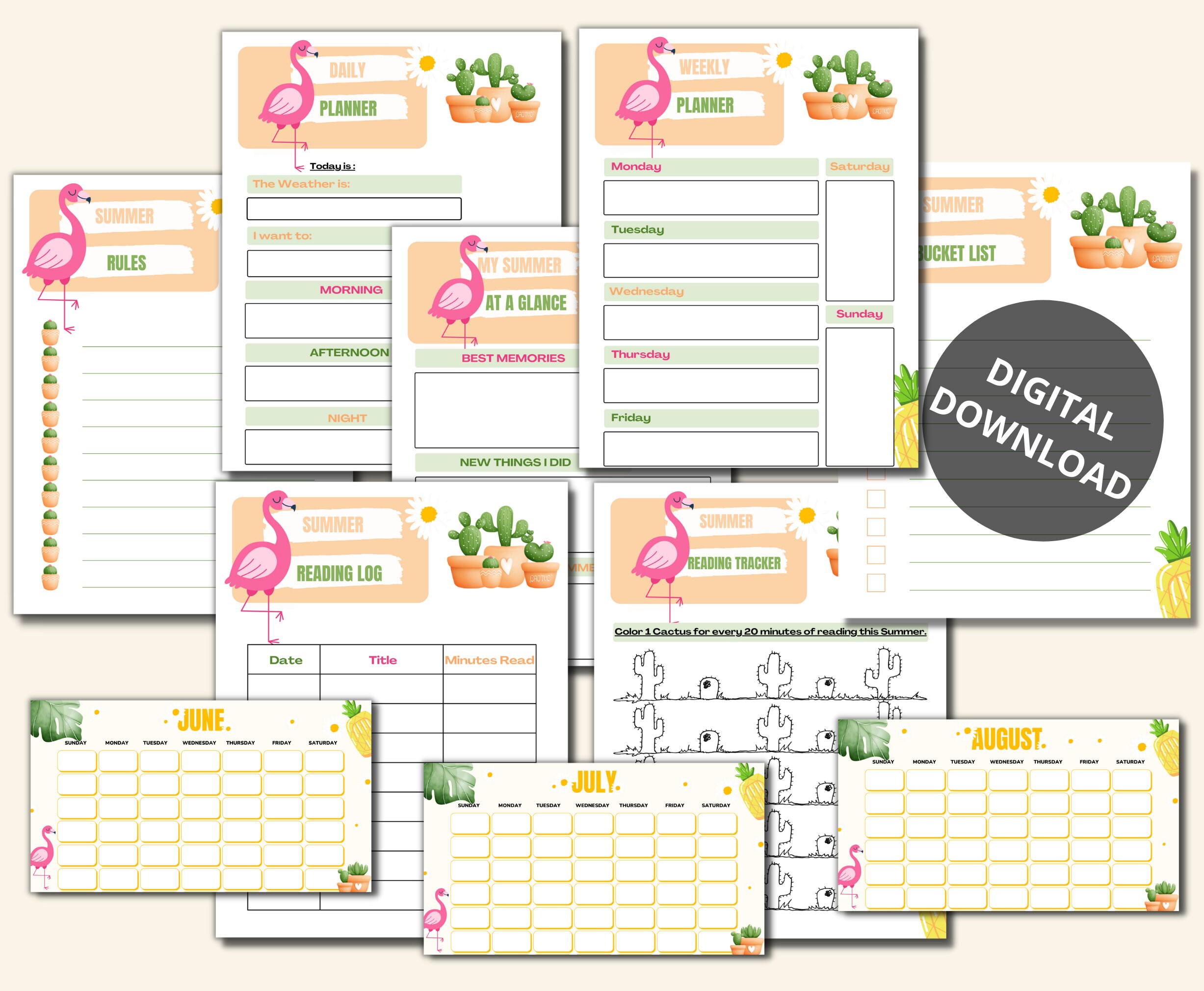 Summer Planner for Kids Printable, Summer Schedule Activity Calendar ...