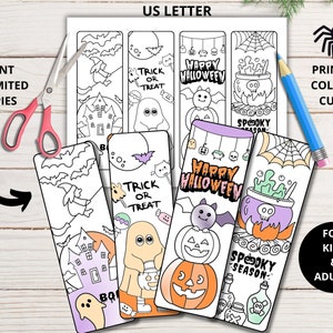 Printable Halloween Coloring Bookmarks, Boo Basket Halloween Spooky ...