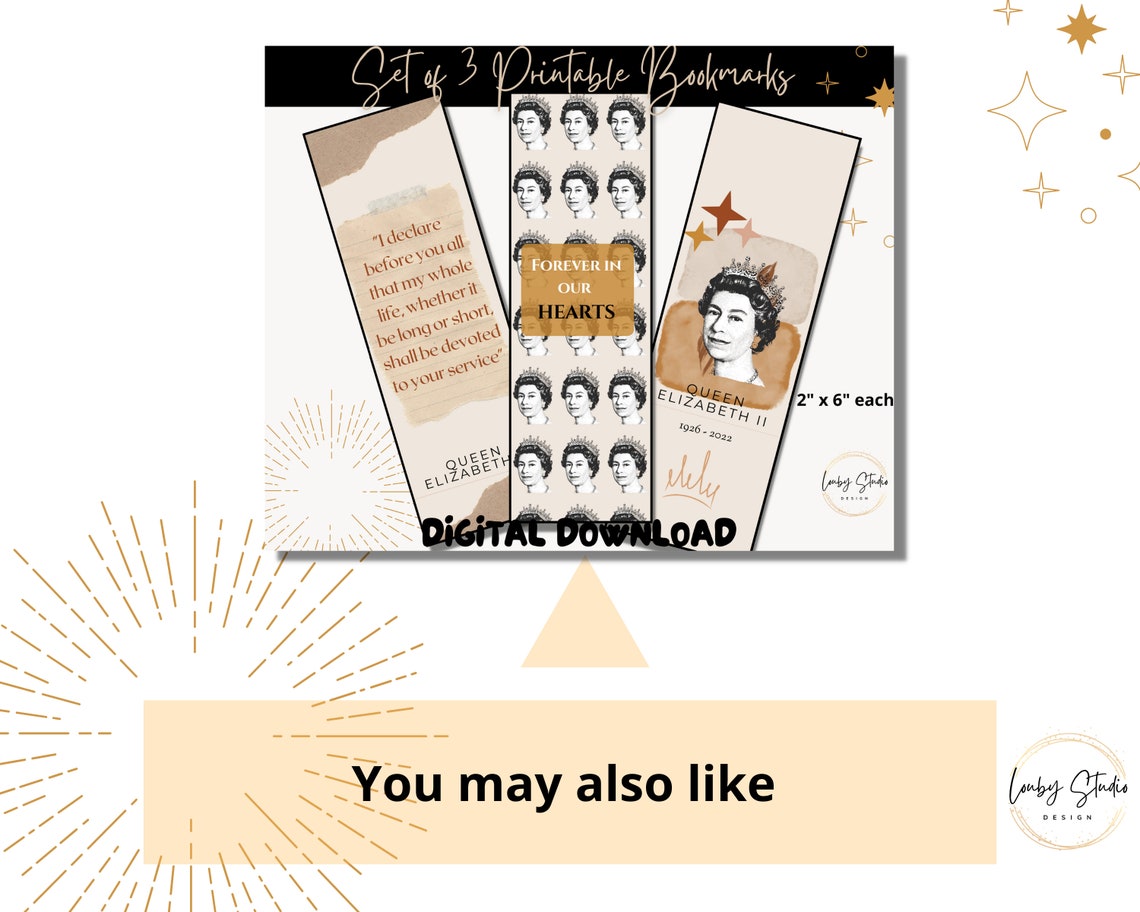Queen Elizabeth Printable Bookmarks, Minimalist Book Mark, Floral ...