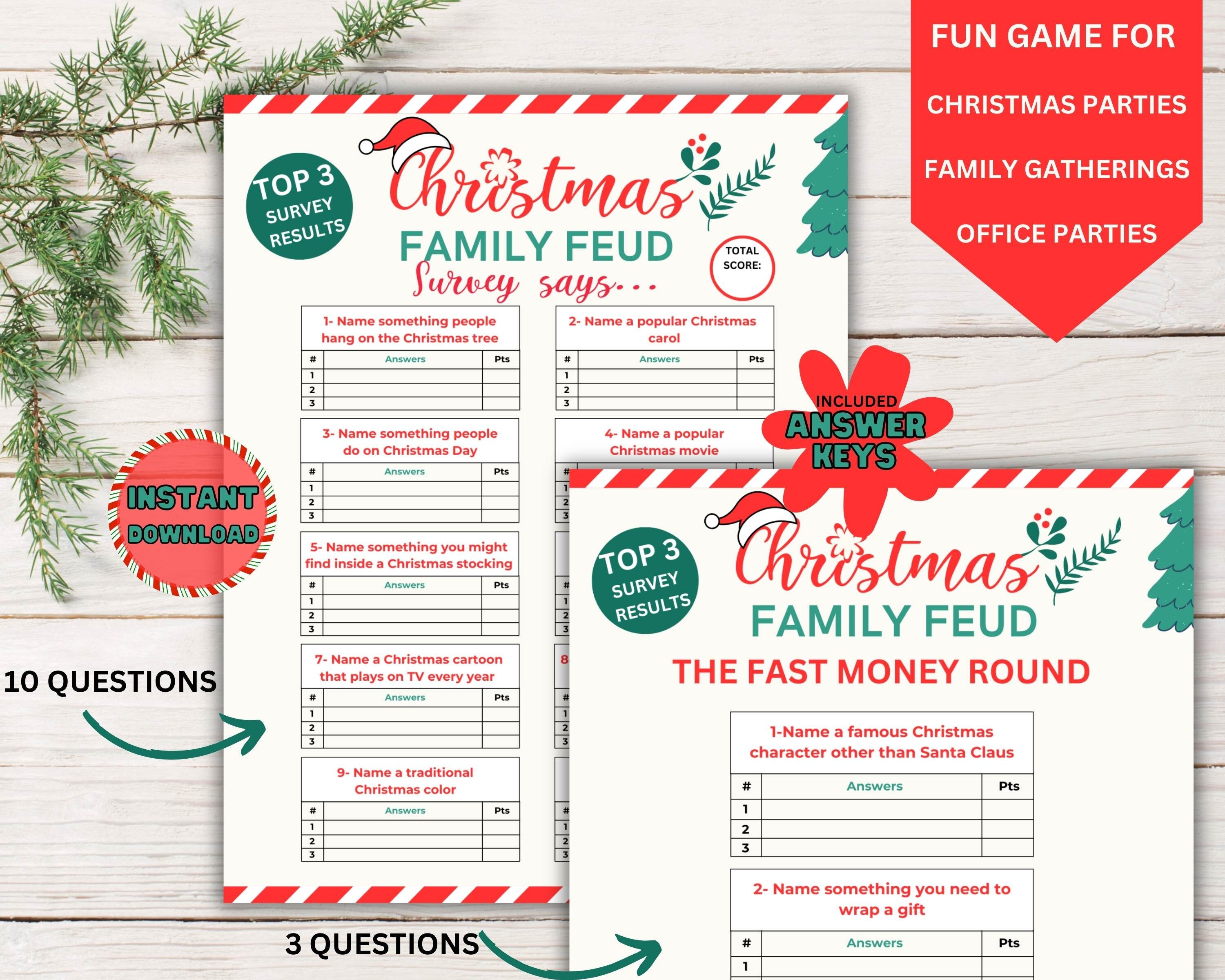 Christmas Feud Game, Printable Christmas Family Game, Christmas ...