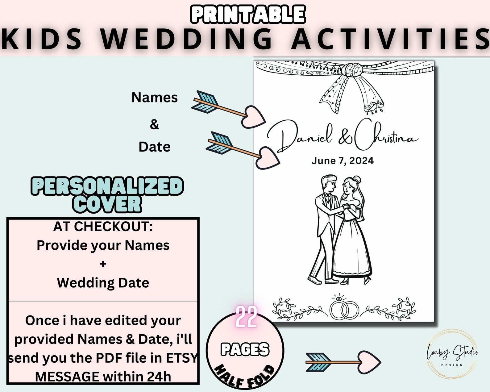 Kids Wedding Activity Book, Printable Wedding Coloring Book Pages ...