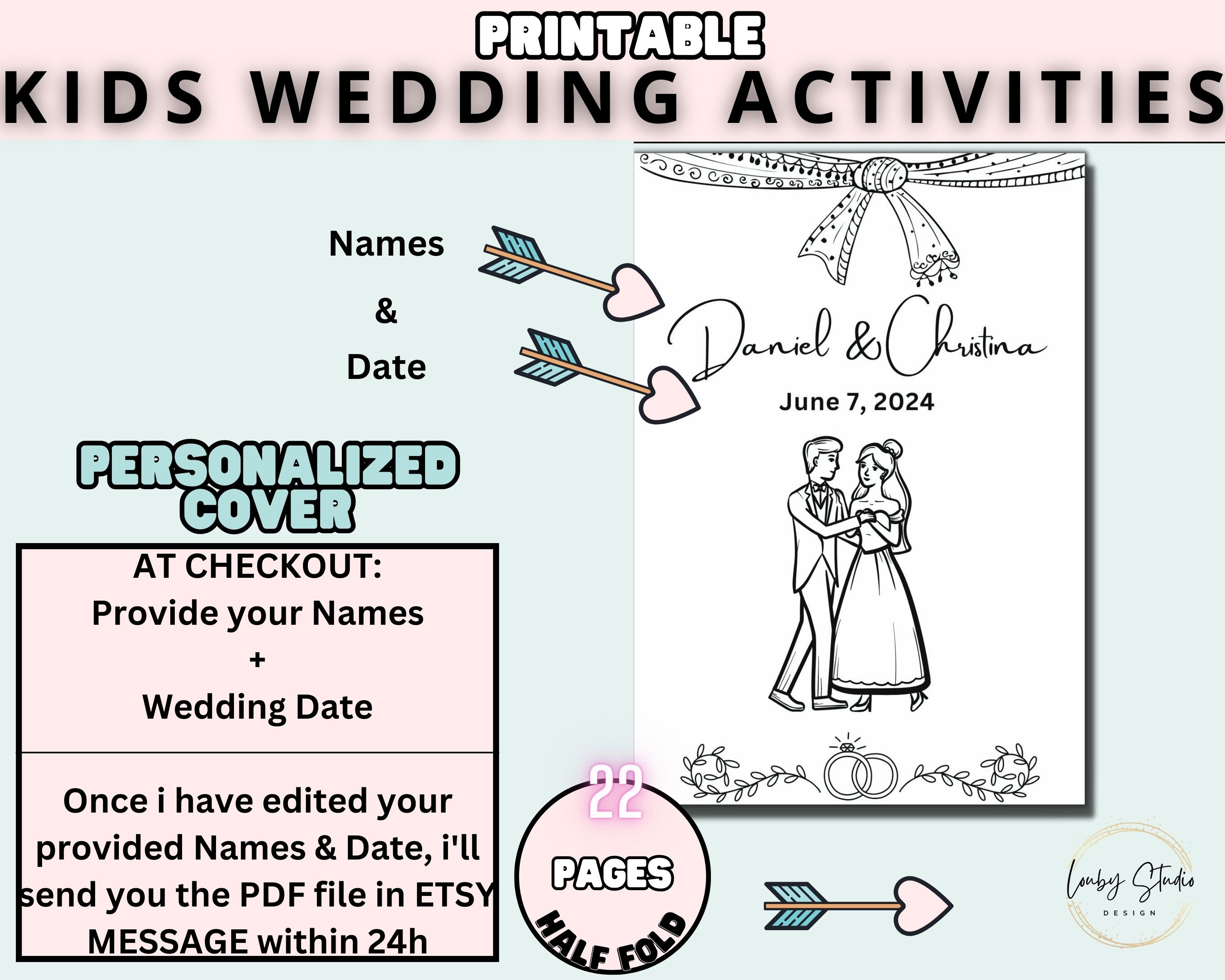 Kids Wedding Activity Book, Printable Wedding Coloring Book Pages ...