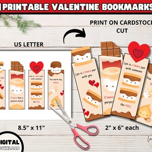 Smores Valentine Bookmarks Cards, Printable Classroom Valentine Cards ...