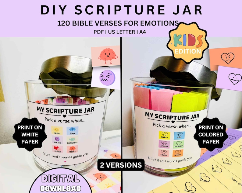 DIY Bible Verse Jar for Kids Scripture Jar Printable Kids Bible Verse ...