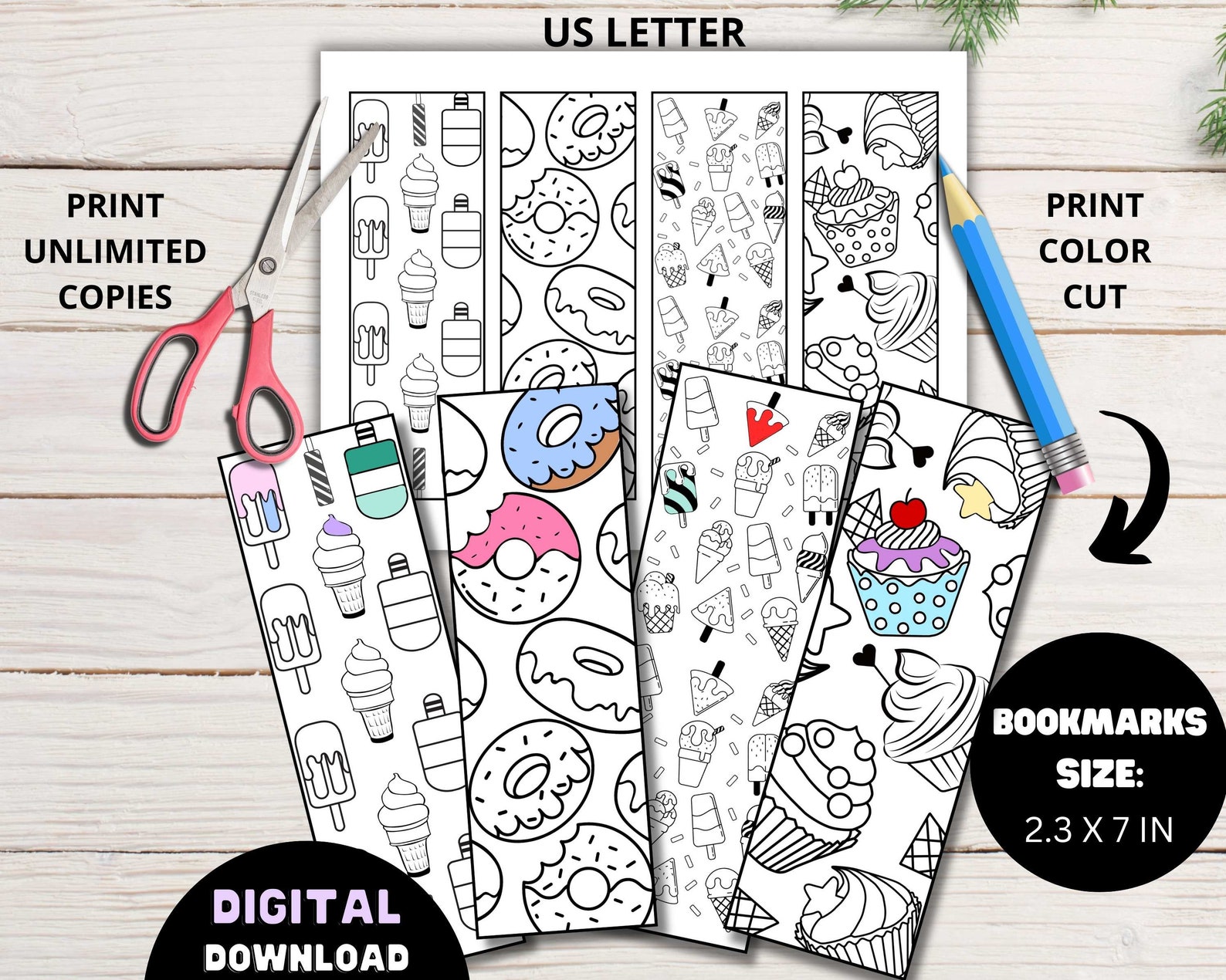 Coloring Bookmarks Printables for Kids BUNDLE, Cute Animals Book Marks ...