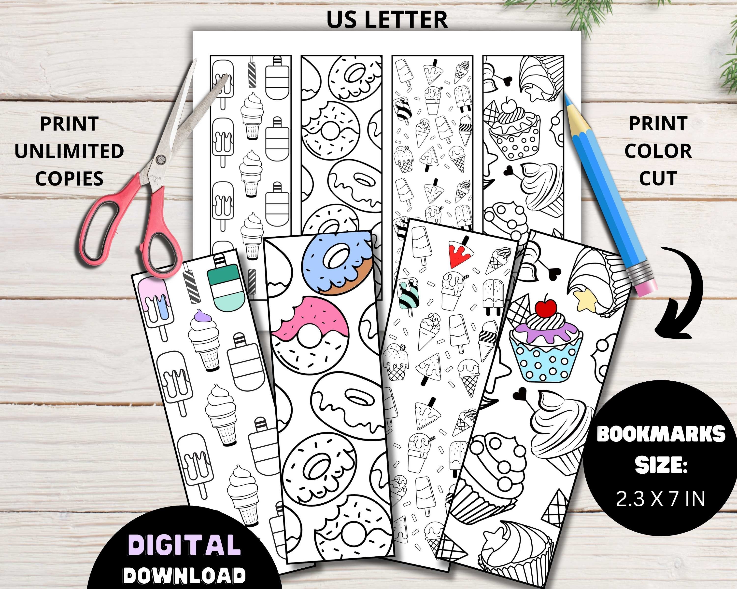 Coloring Bookmarks Printables for Kids BUNDLE, Cute Animals Book Marks ...