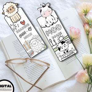 Farm Animals Coloring Bookmarks, Printable Coloring Book Marks, Kids ...