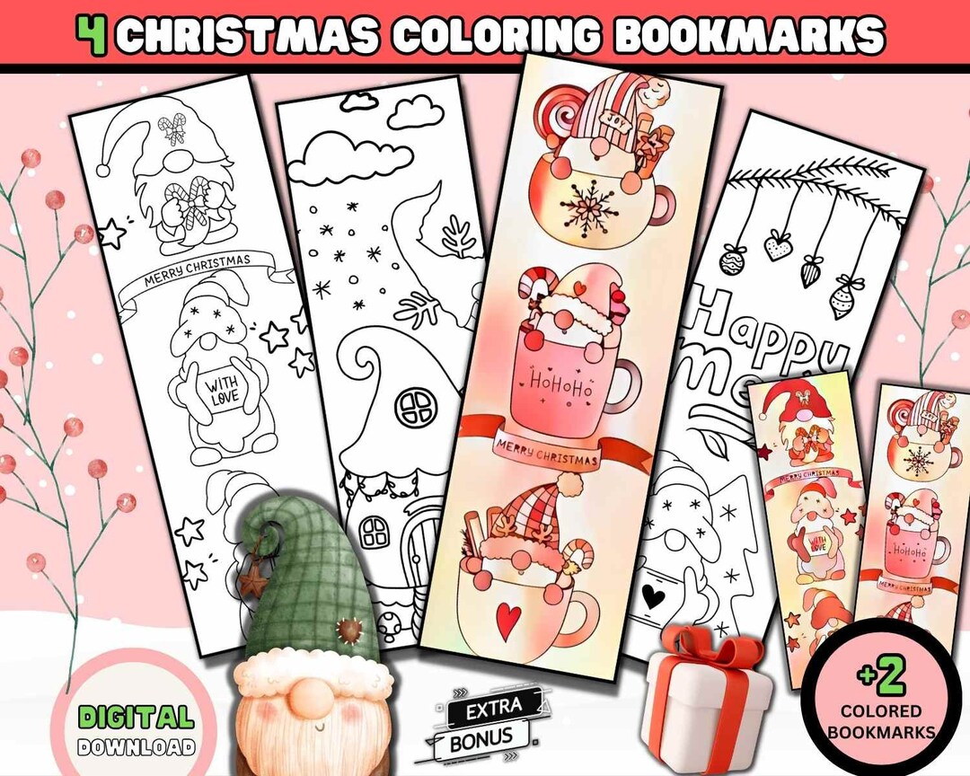 Christmas Gnome Coloring Bookmarks, Kids Christmas Activity Coloring ...