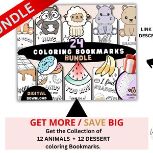 Printable Coloring Bookmarks BUNDLE, Dessert Coloring Book Marks, Kids ...