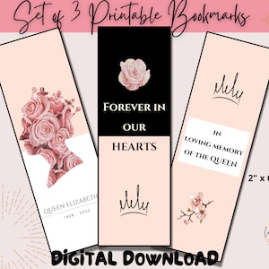 Queen Elizabeth Printable Bookmarks, Minimalist Book Mark, Floral ...
