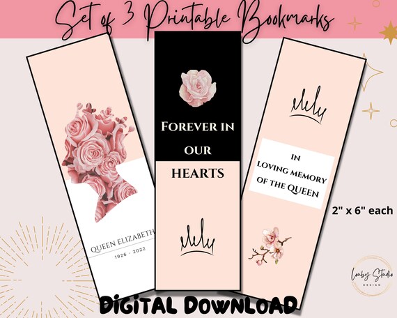 Queen Elizabeth Printable Bookmarks Minimalist Book Mark - Etsy