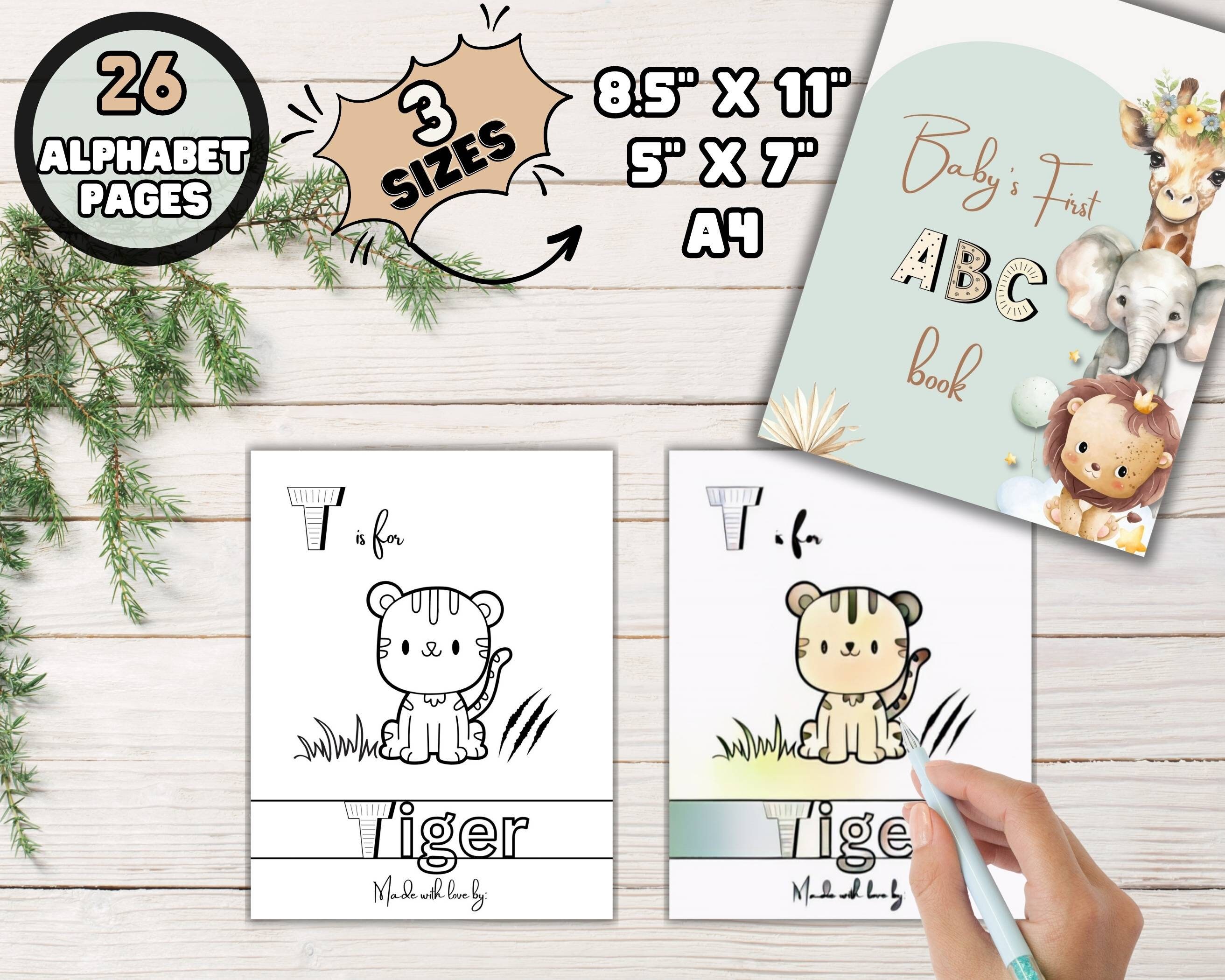 Baby Alphabet Book, Printable Baby Shower Abc Book, Animal Alphabet ...