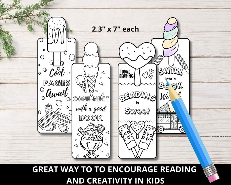 Printable Coloring Bookmarks Ice Cream Coloring Book Marks - Etsy