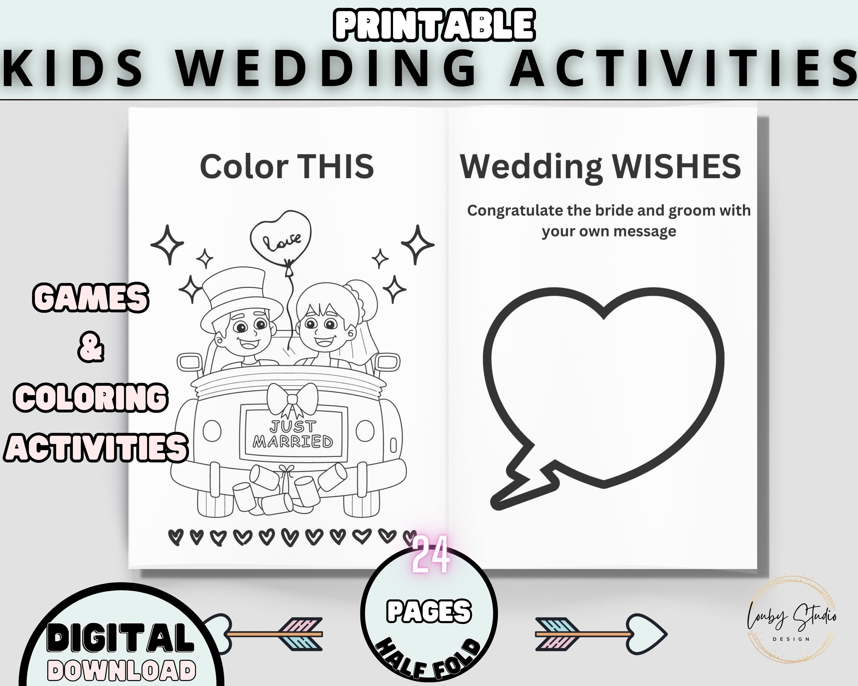 Kids Wedding Coloring Pages Kid Activity Kit Wedding Kids - Etsy