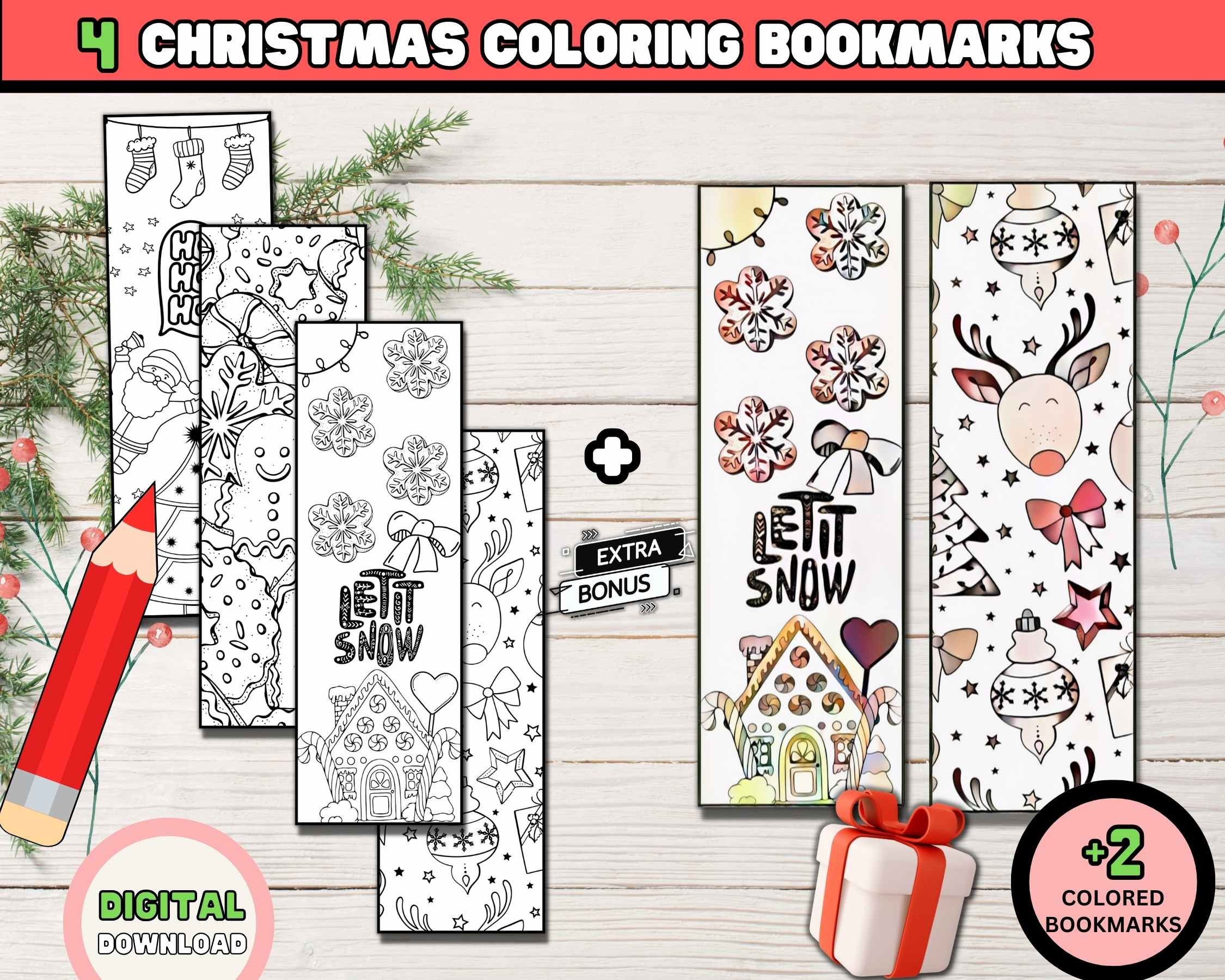 Printable Christmas Coloring Bookmarks, Kids Christmas Activity ...