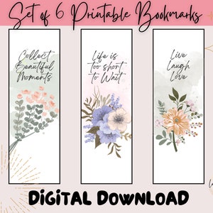 Printable Bookmark for Women Digital Book Mark Printable | Etsy