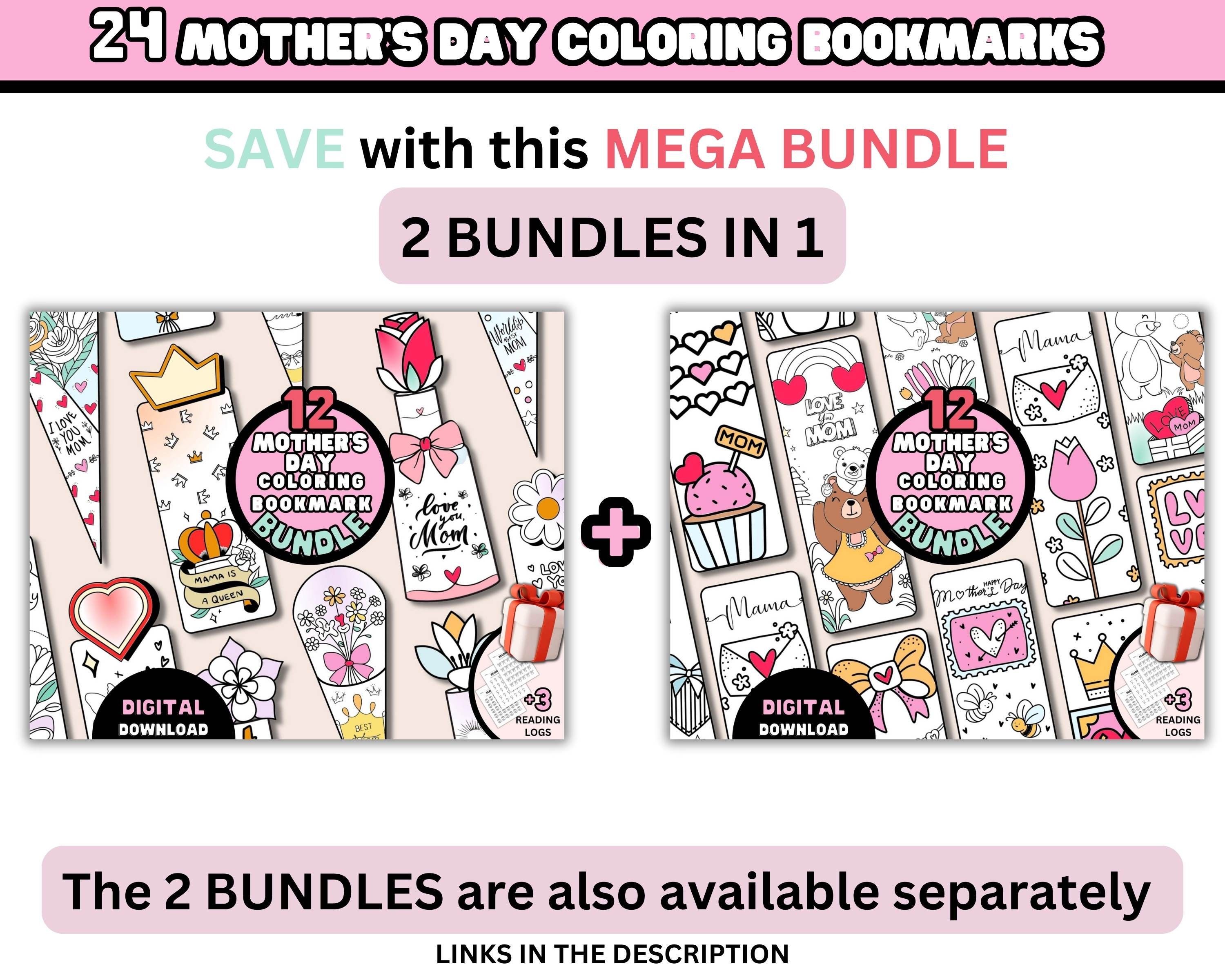 Happy Mothers Day Coloring Pages Bookmarks, Printable Mothers Day ...