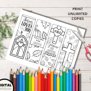 Fall for Jesus Coloring Bookmarks, Fall Bible Coloring Page, Kids ...