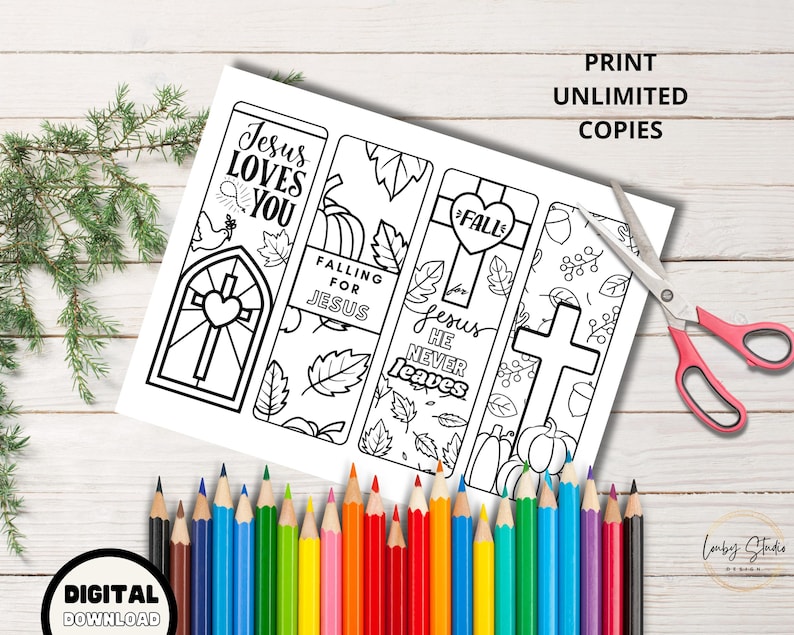 Fall for Jesus Coloring Bookmarks, Fall Bible Coloring Page, Kids ...