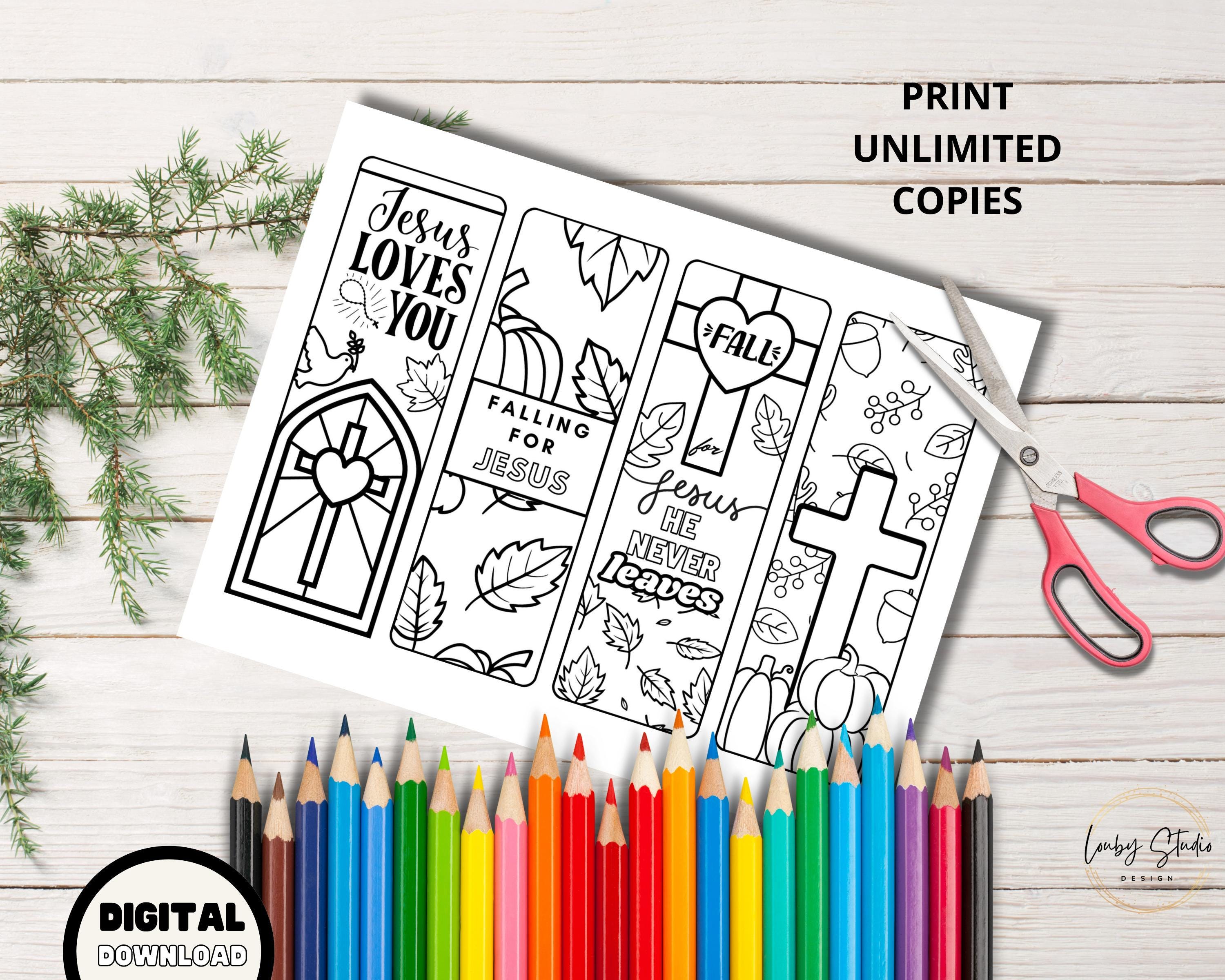 Fall for Jesus Coloring Bookmarks, Fall Bible Coloring Page, Kids ...