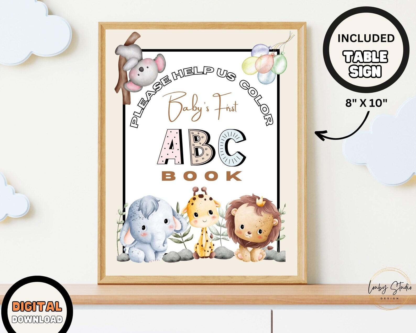 Baby Alphabet Book, Printable Baby Shower Abc Book, Animal Alphabet ...