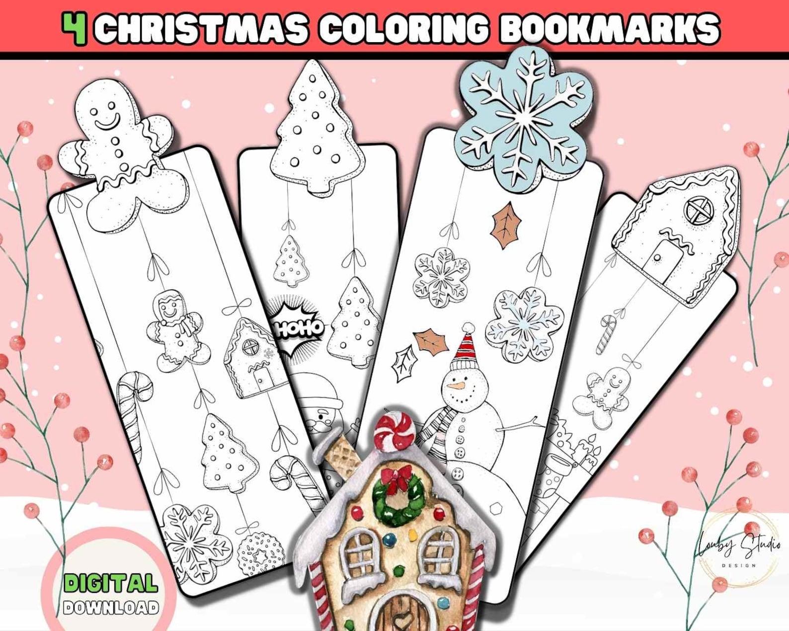 Printable Christmas Coloring Bookmarks, Kids Christmas Activity ...