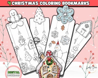 Printable Christmas Colouring Bookmarks for Kids Christmas - Etsy