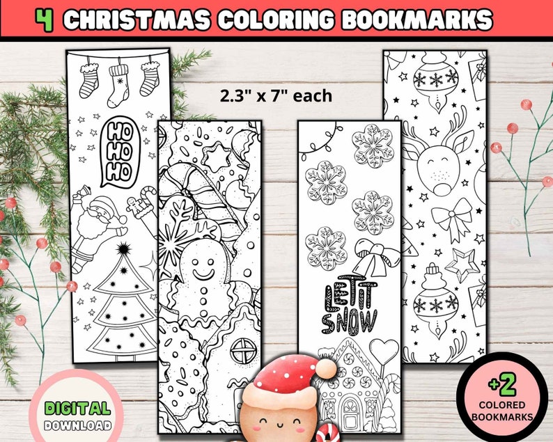 Printable Christmas Coloring Bookmarks, Kids Christmas Activity ...