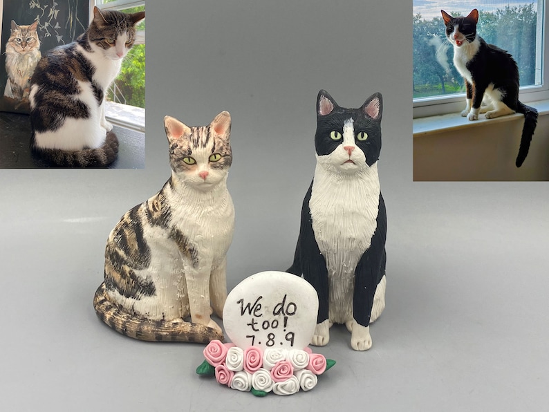Personalized Cat Wedding Cake Topper: Custom Pet Figurines - Etsy