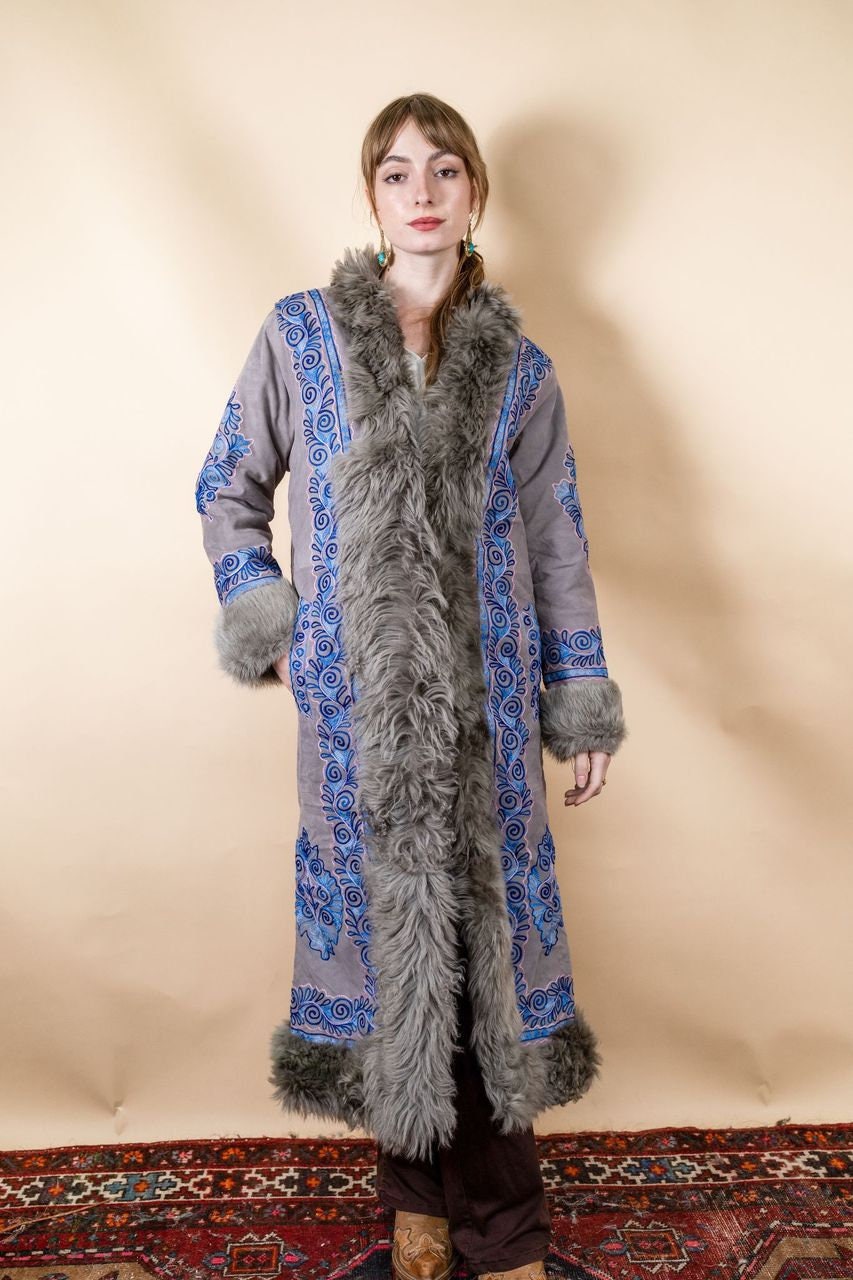 Afghaanse jas Penny Lane-jas Suède bontjas Vintage Lammy-jas Jas van ...