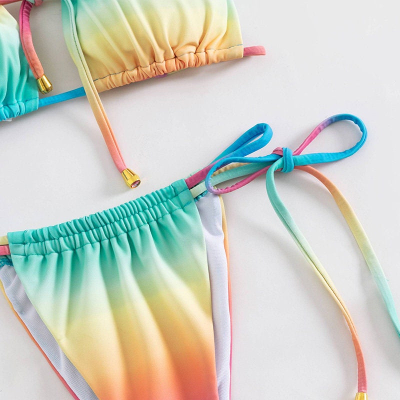 Colorful Bikini Rainbow Bikini Set Triangle Bikini Split Bikini Womens Bikini Resort Swimwear