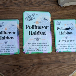 Pollinator Habitat in Progress Sign: Aluminum Garden Decor (10x14in ...