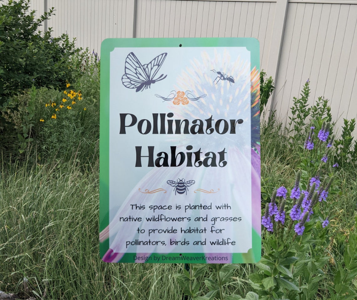 Pollinator Habitat Sign Promoting Native Plant Yards and - Etsy