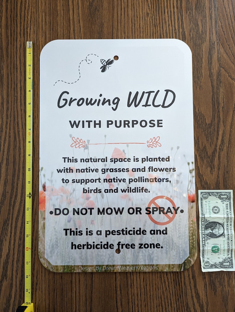Kids Educational Pollinator Habitat Sign Promoting Native Plants; Large ...