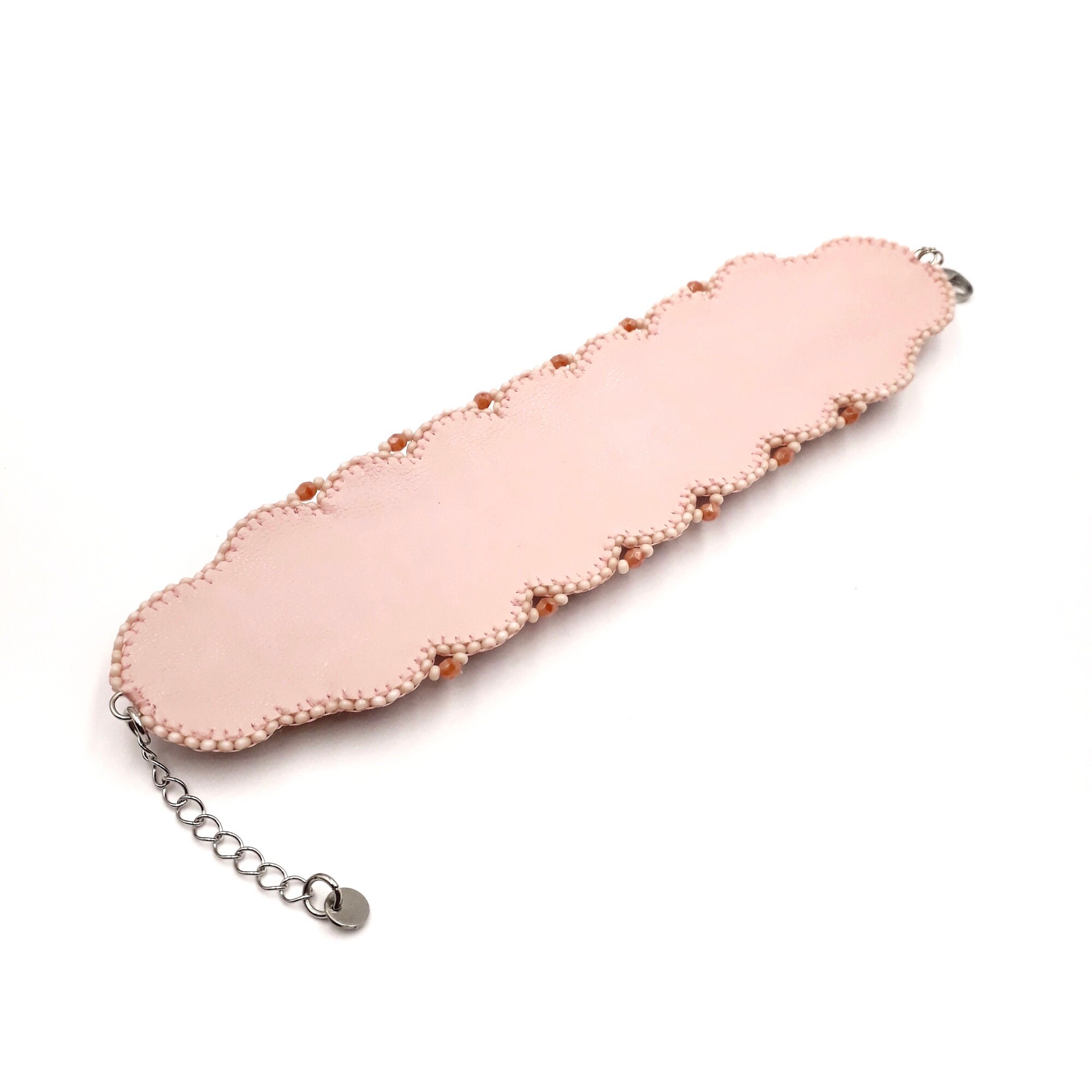 Ecru Powder Pink Bracelet,bracelet for Women,bead Embroidery Bracelet ...