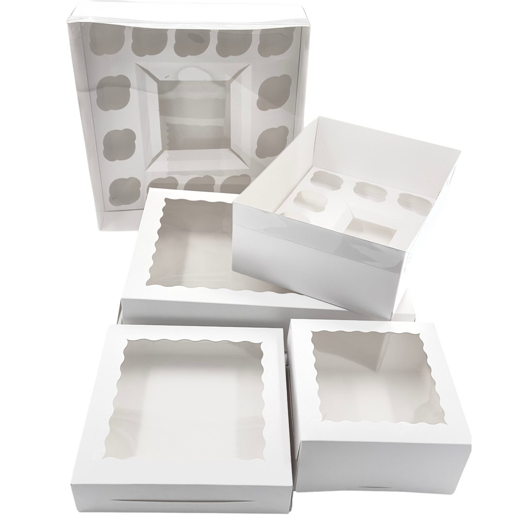 White Cake Boxes Cupcake Box Bento Cake Boxes With Window Lid for ...