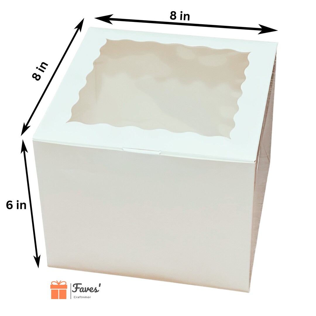 8 Inch Cake Box 6 Inch Deep Cake Box 8x8x6in Clear PVC Window Birthday ...
