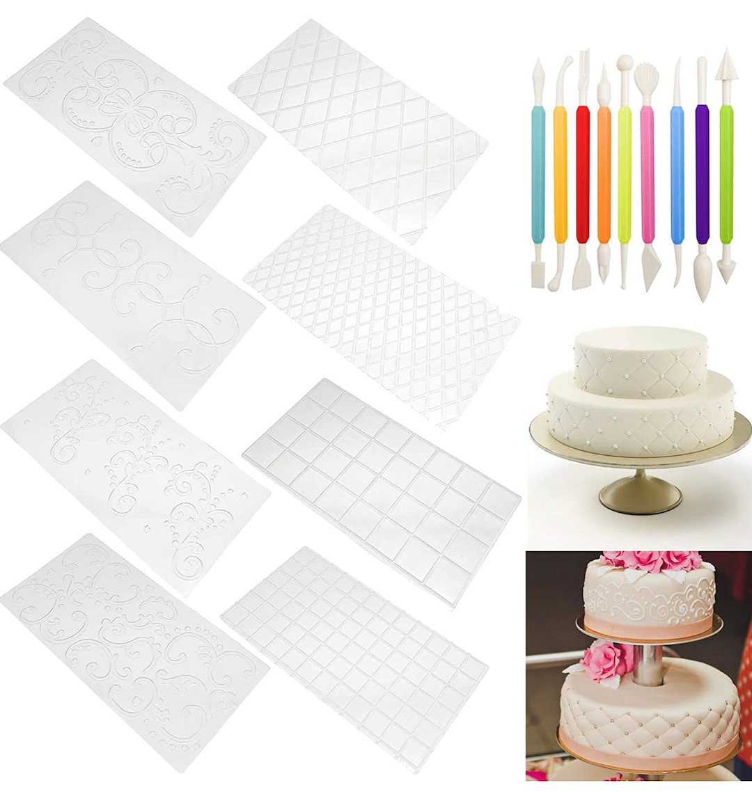17 Piece Fondant Texture Sheet and Decorative Tools Polymer - Etsy