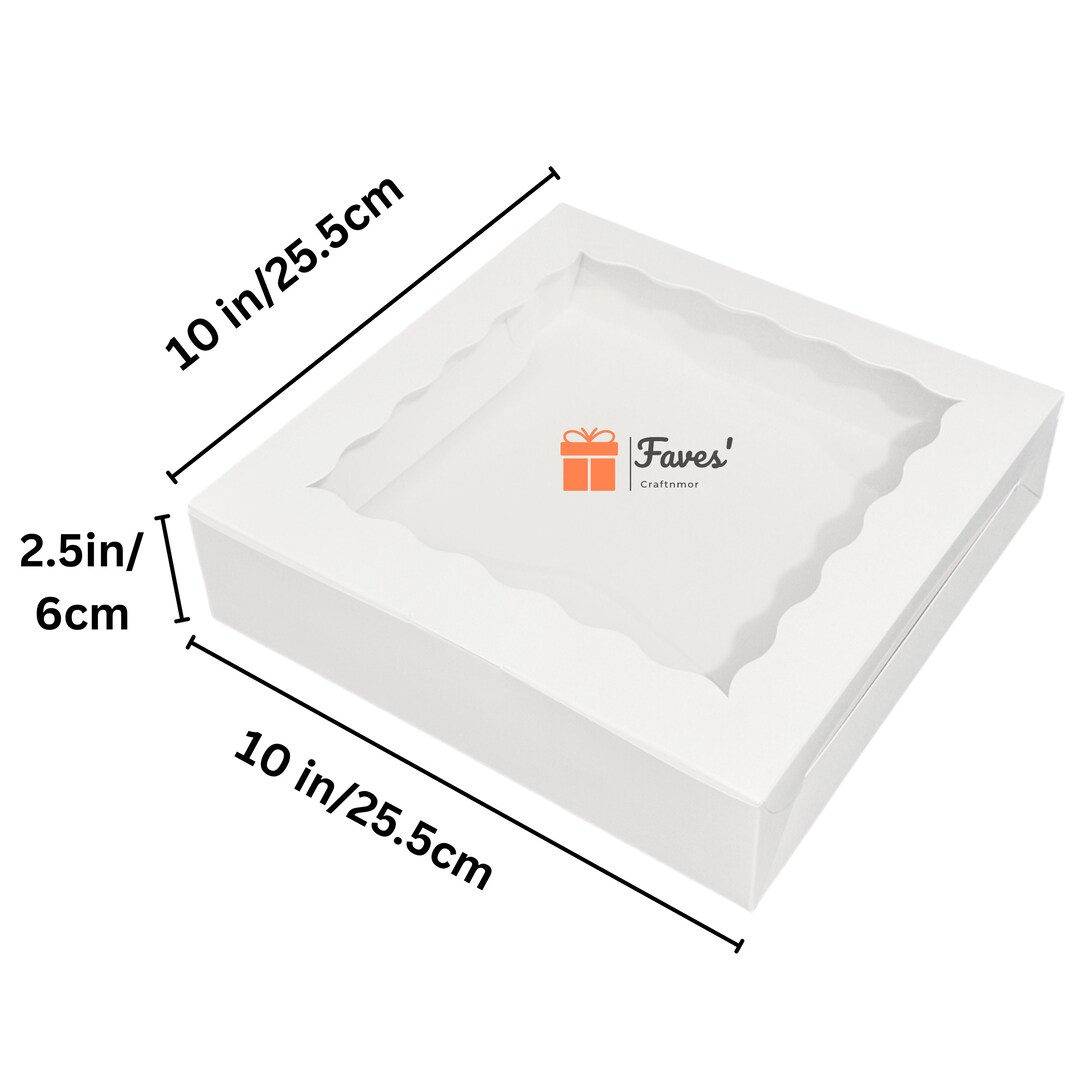 25.5cm/10inch White Large Cookie Boxes With Clear Window White Party ...