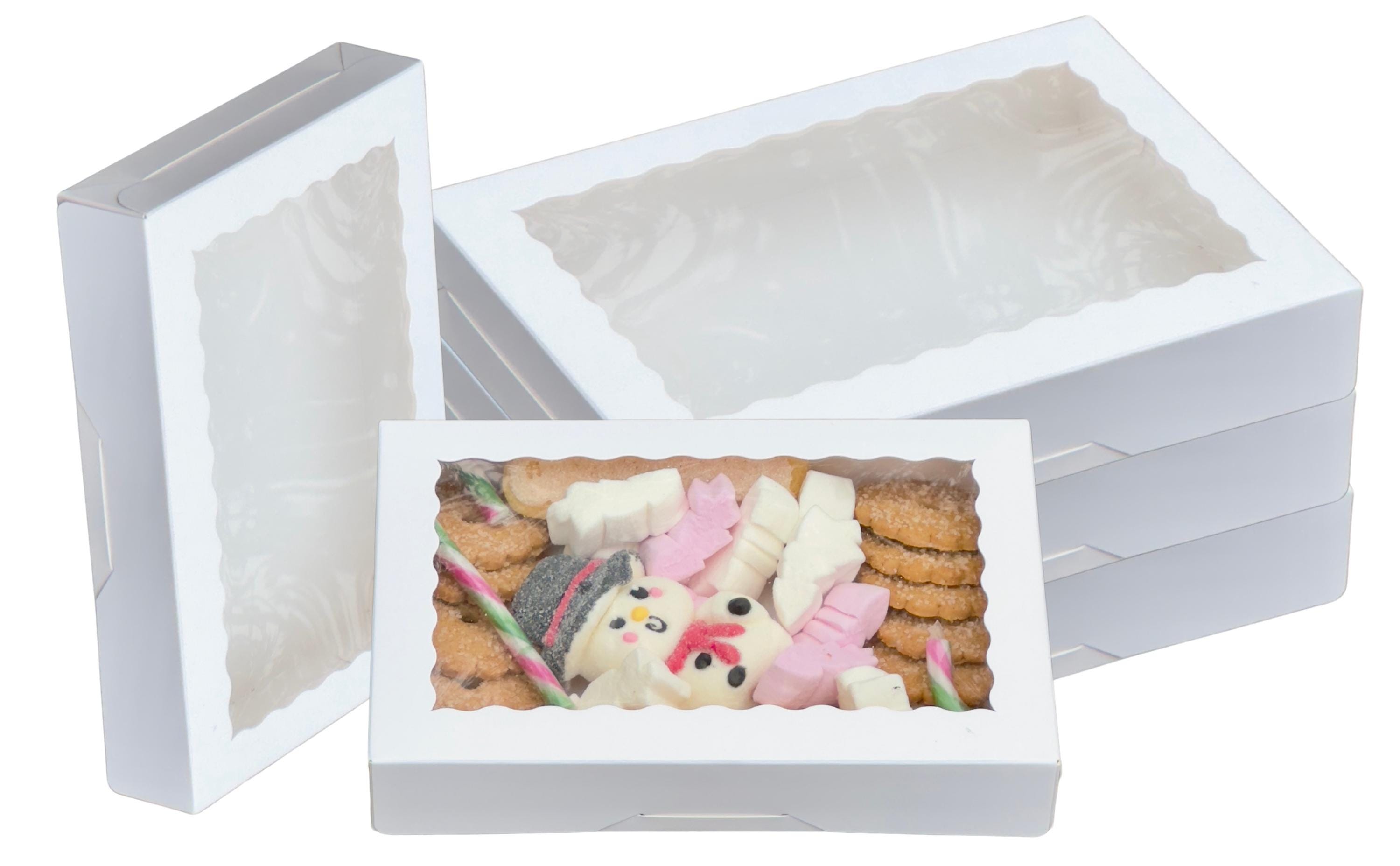 6, 8, 9 Inch Window Cookie Boxes White Bakery Giftbox With PVC Window ...