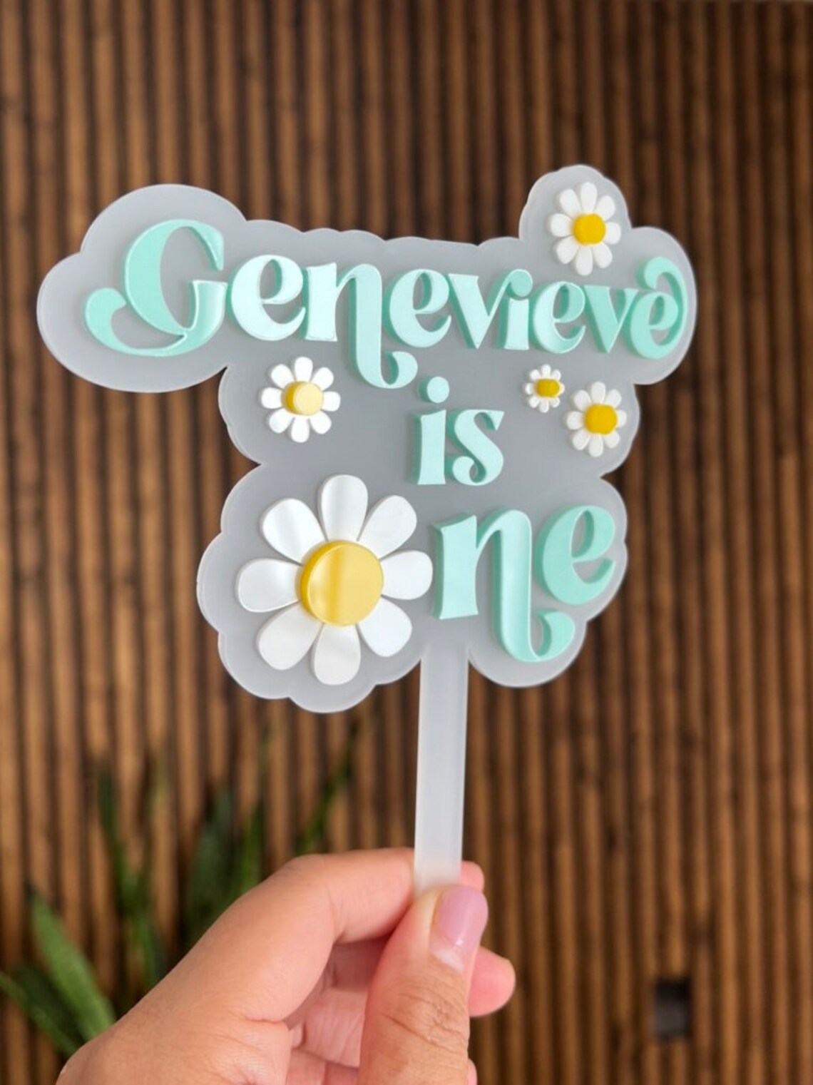 Retro Daisy Cake Topper, Personalized Birthday Decor, Flower Power Boho ...